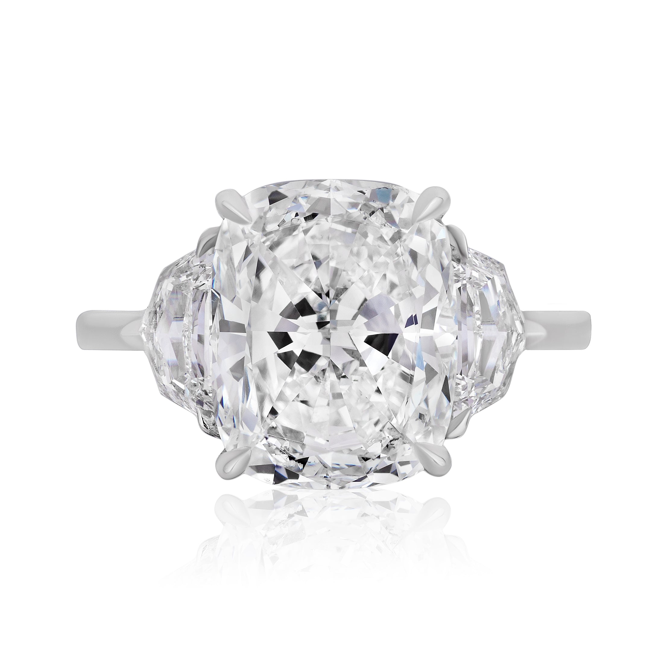 Cushion Cut Diamond Engagement Ring with Epaulette Side Stones