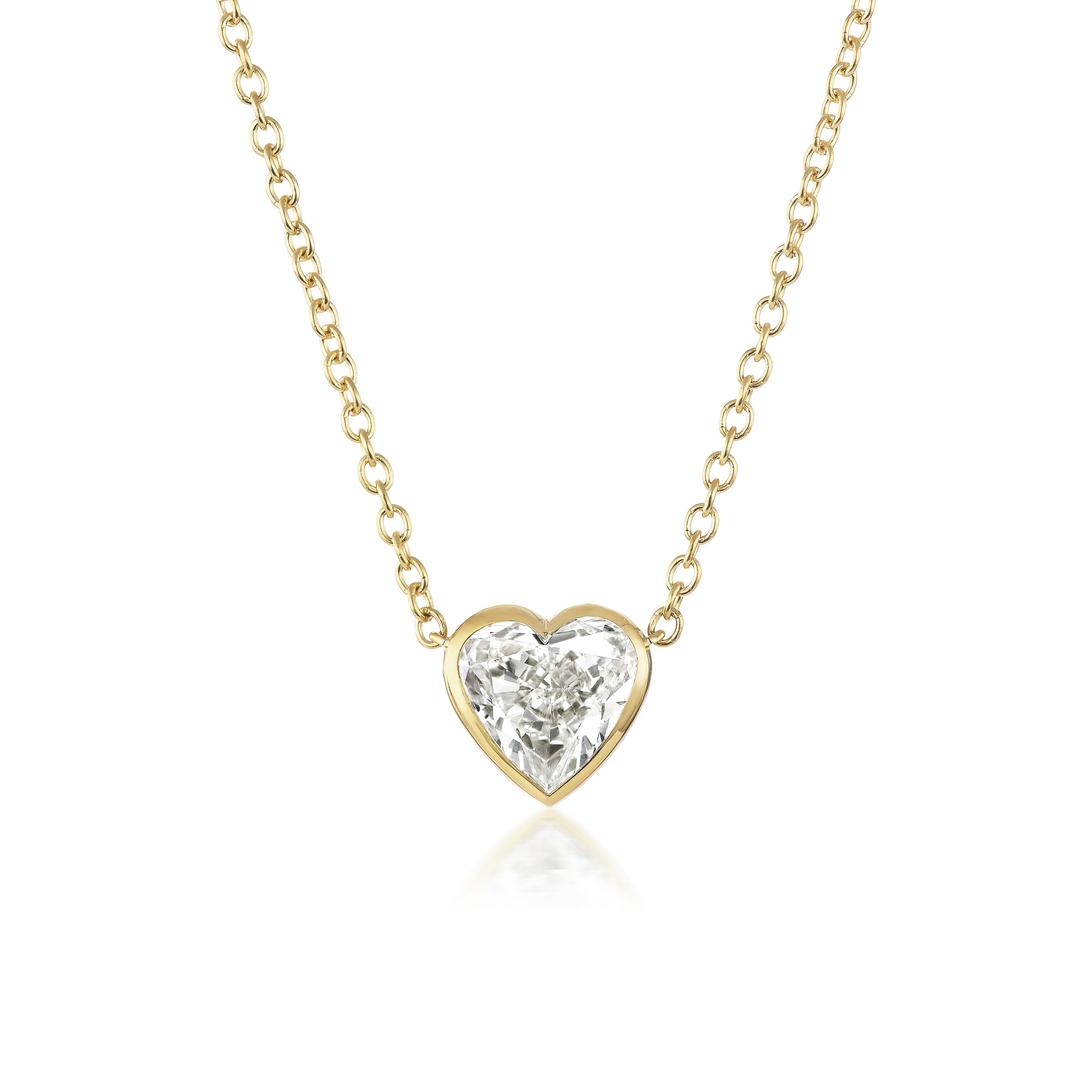 Bezel Set Heart Shape Diamond Pendant Necklace