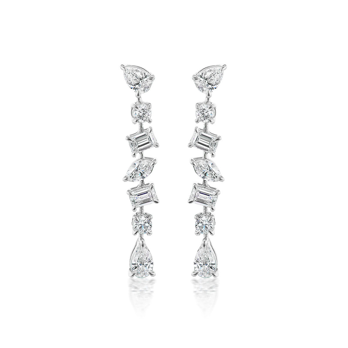 Mixed Shape Diamond Drop Earrings